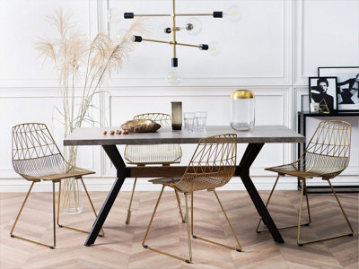 Dining Table BENSON Grey Concrete Effect 160 cm 90 cm