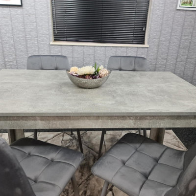 Dining Table Set Of 4 Kitchen Dining Table and 4 Grey Tufted Velvet Chairs
