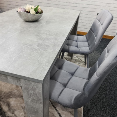 Dining Table Set Of 4 Kitchen Dining Table and 4 Grey Tufted Velvet Chairs