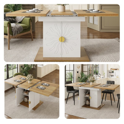 DINING TABLE, TABLE, EXTENSION TABLE FOR KITCHEN & LIVING ROOM, WOOD ...