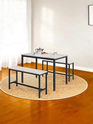 Dining Table with 2 Benches, Set of 3, Kitchen Table, 2 Dining Room ...
