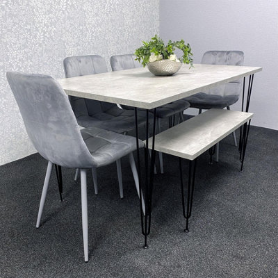 Dining Table With 4 Chairs Modern Dining Table Set With 4 Grey Chairs ...