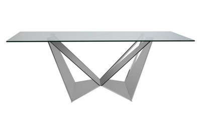 Dining Table With Tempered Glass Top, Lounge Table With Chrome Base ...