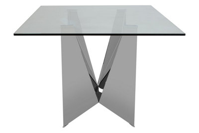 Dining Table With Tempered Glass Top, Lounge Table With Chrome Base ...