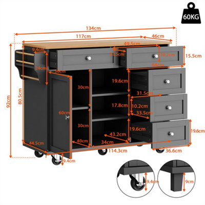 Dining trolley (134x46x92 cm), Modern and Simple Black Dining Trolley ...