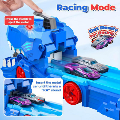 Dinosaur Devouring Truck Playset with 6 Mini Cars Giant Dino Carrier ...