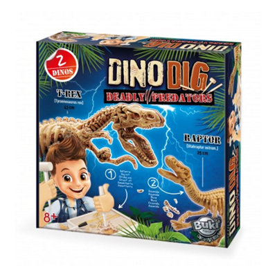 Dinosaur T-Rex & Raptor Bone Archeology Excavator Dig Set - Assemble ...