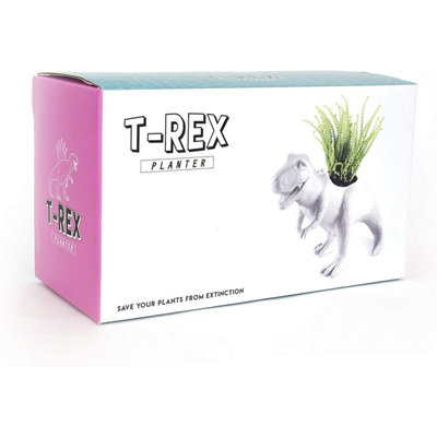 Dinosaur T-Rex White Plant Pot Planter