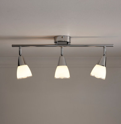 Dione 3 Light Chrome Ceiling Fitting on a Single bar with Adjustable heads