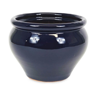 Dipped Blue Hand Painted Outdoor Garden Patio Terrace Bola Plant Pot (D ...