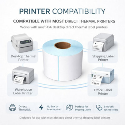 Direct Thermal Label Rolls 4x6 Shipping Labels Strong Adhesive Barcode ...