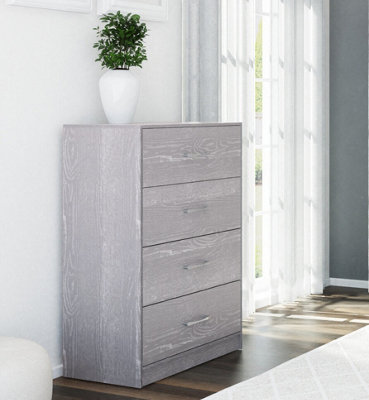 DISCONTINUED Eastwood Chest of Drawers 4 Drawers 22cm Metal Runners Bedroom Furniture Ash Grey