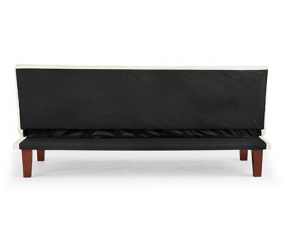 Discontinued - FREYA 3 Seater Cream Velvet Studded edge Wooden Block ...