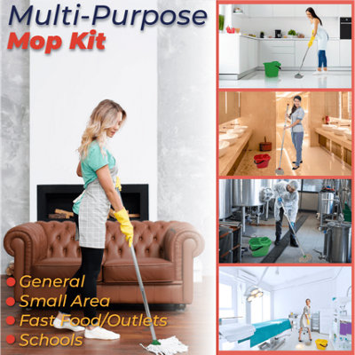 Discounted Cleaning Supplies Mop Kit Professional Colour Coded Mop ...