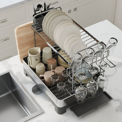 Dish Drying Rack, 2-Tier Dish Drainer for Kitchen Counter with ...