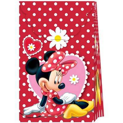 Disney Bistrot Minnie Mouse Paper Gift Bag (Pack of 6) Red/White/Pink ...