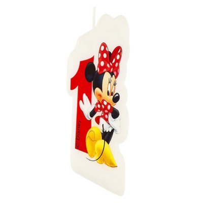 Disney Cafe Minnie Mouse 1st Birthday Candle Red/White (One Size)