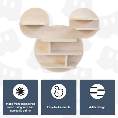 Disney Classic Mickey Mouse Small Wall Shelf, Wall Mounted Kids ...