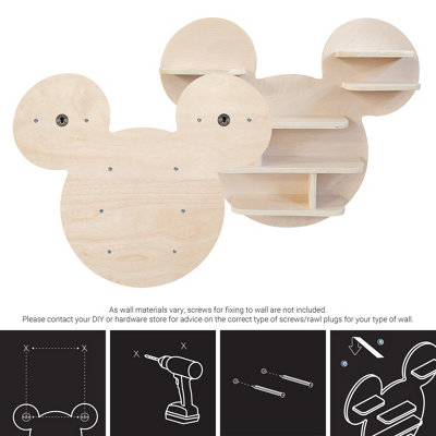 Disney Classic Mickey Mouse Small Wall Shelf, Wall Mounted Kids ...