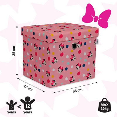 Disney Classic Minnie Mouse Foldable Ottoman Storage Box, Square Toy ...