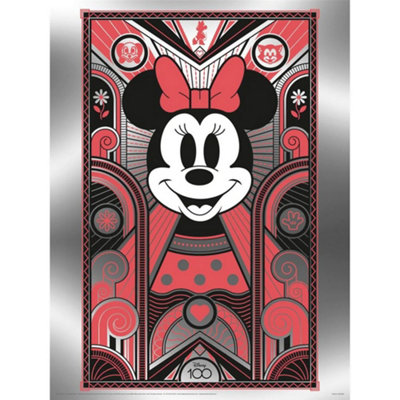 Disney D100 Deco Luxe Minnie Mouse Metallic Print Red/Black/Grey (40cm ...