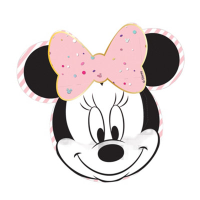 Disney Face Minnie Mouse Disposable Plates (Pack of 4) Black/Pink/White ...