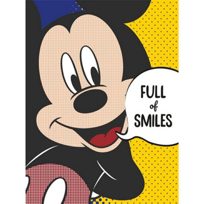 Disney Full Of Smiles Mickey Mouse Canvas Print Yellow/Black (40cm x 30cm)