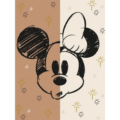 Disney Half/Half Mickey & Minnie Mouse Canvas Print Brown/Black (80cm x ...