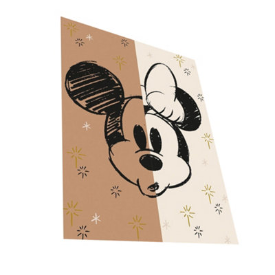 Disney Half/Half Mickey & Minnie Mouse Canvas Print Brown/Black (80cm x ...
