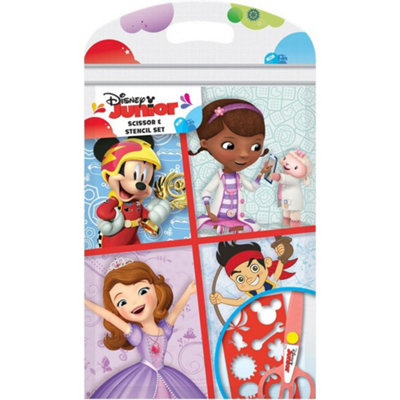 Disney Junior Scissor & Stencil Set Red/Pink/White (One Size) | DIY at B&Q