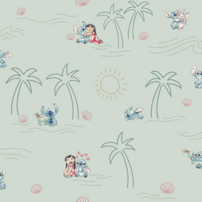Disney Lilo and Stitch Beach Love Non-Woven Wallpaper 10.05m x 53cm