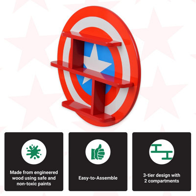 Disney Marvel Avengers Captain America Small Wall Shelf, Wall Mounted ...