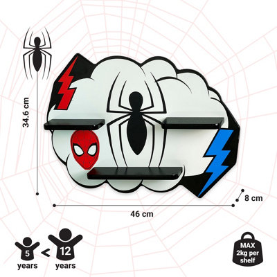 Disney Marvel Spider-Man Small Wall Shelf, Wall Mounted Kids' Bookshelf ...