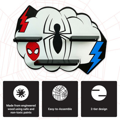 Disney Marvel Spider-Man Small Wall Shelf, Wall Mounted Kids' Bookshelf ...