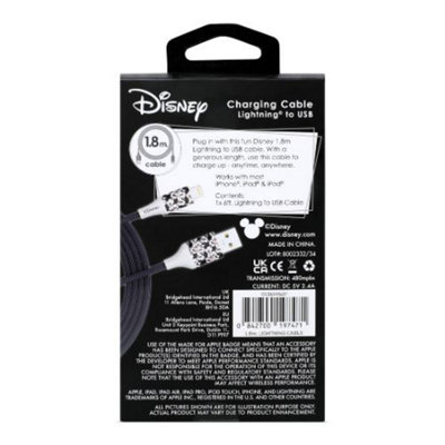 Disney Mickey Mouse 6ft MFI Lightning Braided Charging Cable