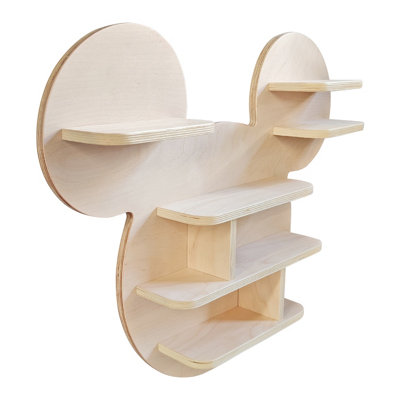 Disney Mickey Wall Shelf, 8 Storage Shelves, Natural finish, W72 X D62 ...