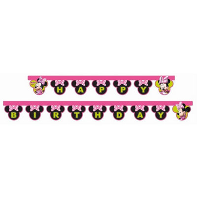 Disney Minnie Mouse Happy Birthday Banner Black/Pink/Yellow (One Size)