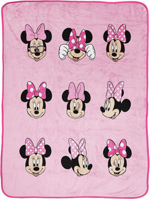 Disney Minnie Mouse Many Faces 130 x 150cm Fluffy Throw Blanket