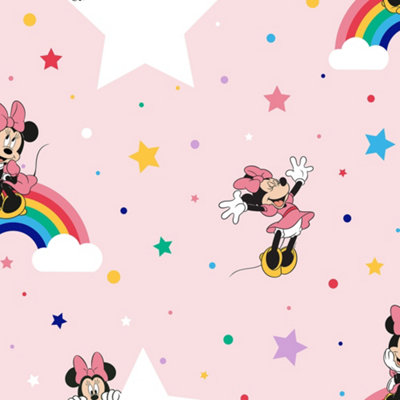 Disney Minnie Mouse Rainbow Wallpaper Roll 52cm x 10m Pink | DIY at B&Q