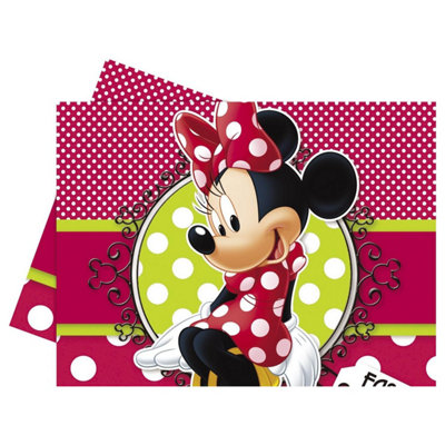 Disney Plastic Minnie Mouse Party Table Cover Red/Green/White (One Size ...