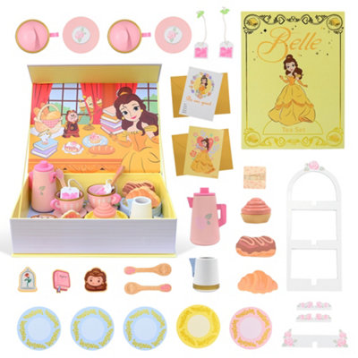 Disney Princess Belle Wooden Tea Party Set 27 Piece, Pretend Play with ...