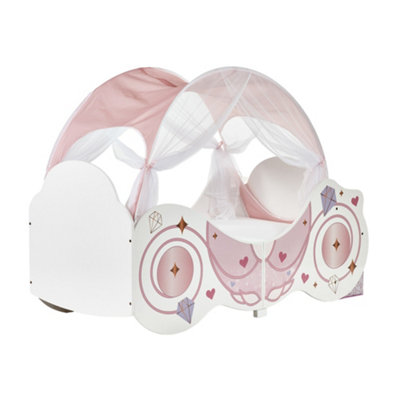 Disney Princess Carriage Toddler Bed with Canopy and Fabric Storage ...