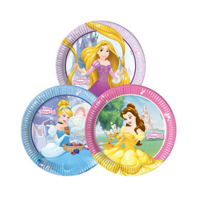 Disney Princess Characters Disposable Plates (Pack of 8) Multicoloured ...