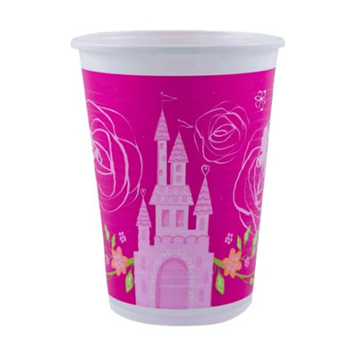 Disney Princess Plastic Castle Party Cup (Pack of 8) Pink/White (One ...