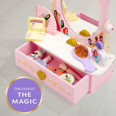 Disney Princess Tabletop Vanity 12 Piece, Wooden Pretend Play Makeup ...