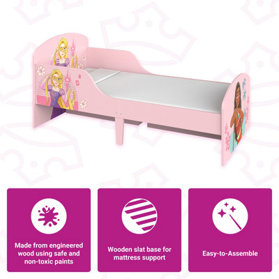 Disney Princess Toddler Bed: Sturdy Engineered Wood Construction, Fits ...