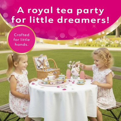 Disney Princess Wooden Afternoon Tea Party Set - 16 Piece Pretend Play Set