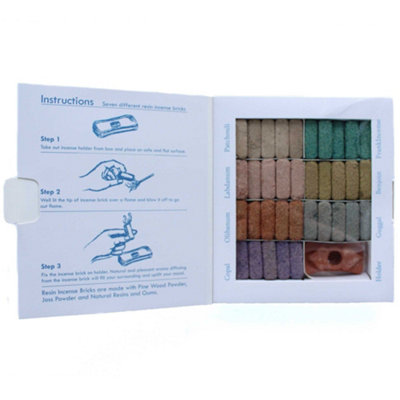 Display Set of 70 Incense Smudge Bricks and Burner Wild West Multicolor