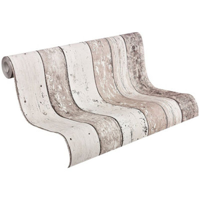 Distressed Wood Panel Wallpaper Natural AS Creation 8550-53