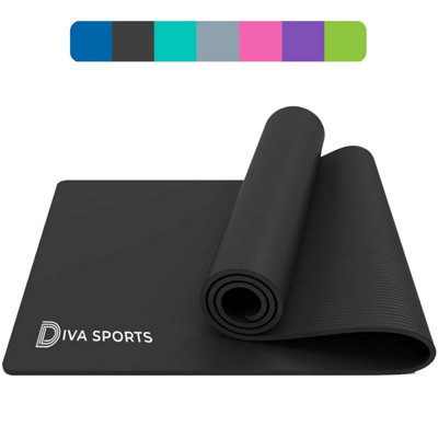 Diva Sports Yoga Mat Thick Non-Slip Pilates Exercise Mat Black